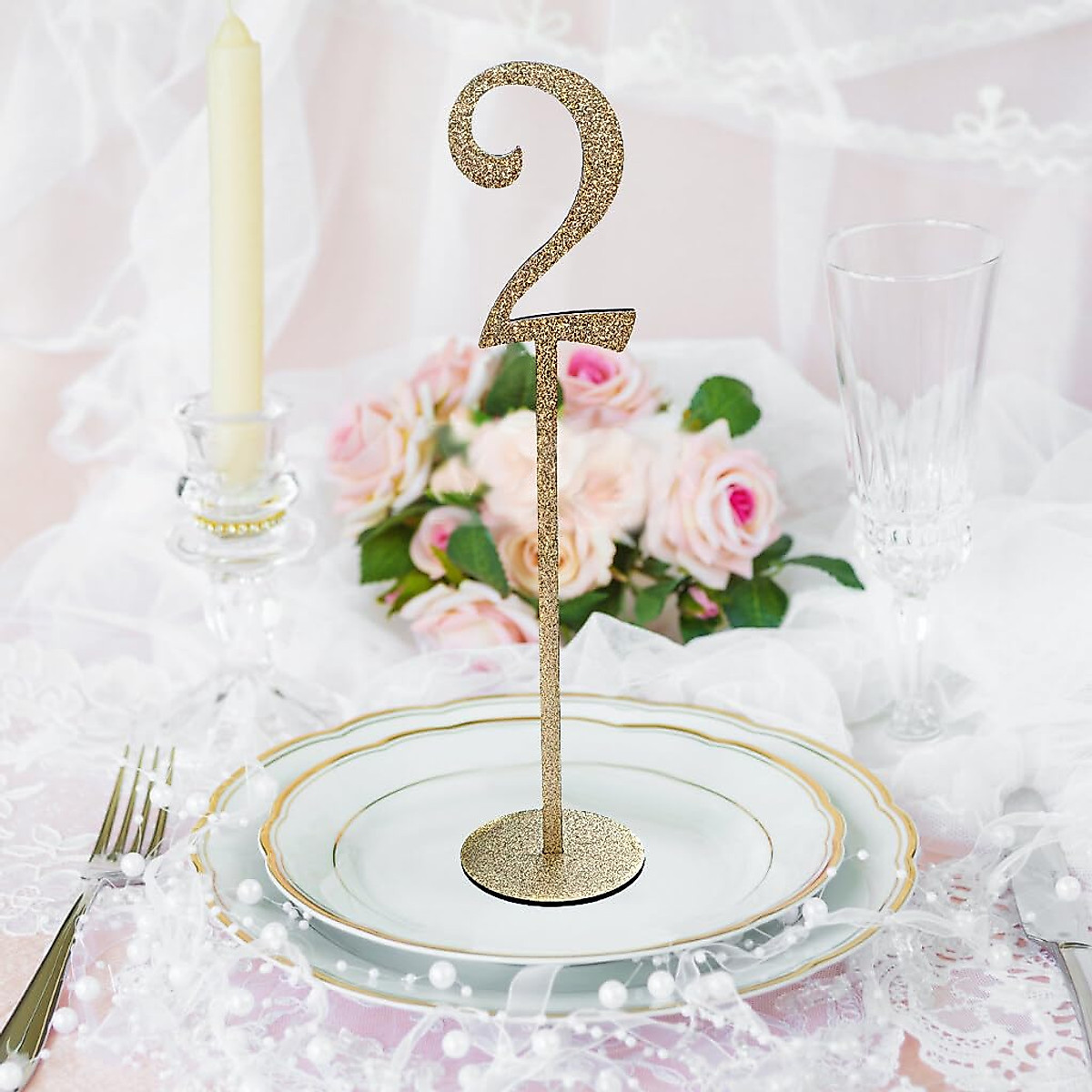 Eforcase Wooden Table Numbers, 1-10 Wood Number with Stand, Wedding Table Numbers with Holder Bases, Wedding Table Numbers Card Stands for Receptions, Banquets, Restaurants, Party Table Decoration