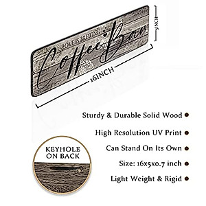 SAC SMARTEN ARTS Rustic Coffee Bar Signs Kitchen Wall Decor Coffee Signs Farmhouse Coffee Bar Decor Wood Coffee Wall Art for Home/Office/Coffee Bar Decorations 16”x5”