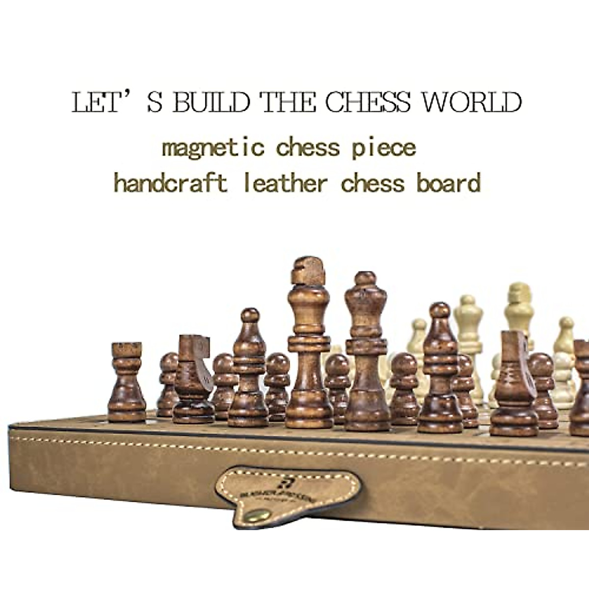Chess Set for Adults & Kids -Leather Chess Board Magnetic Chess Pieces Unique Design Chess Game Gift Choice for Kids and Adults 2 players
