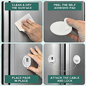 Refrigerator Door Lock keyless, Proof Fridge Lock Combination File Drawer Lock, Safety Cabinet Locks, Strong Non-Marking Adhesive Cupboard Lock for Pantry Freezer and More (2PCS-White)