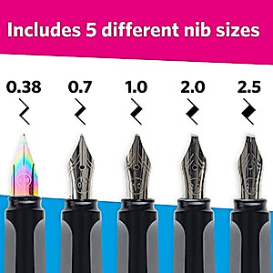 Artworx Calligraphy Pens Set - Introductory Caligraphy Writing & Hand Lettering Kit - Includes Instructions, Guide Book and Practice Book - Calligraphy Set For Beginners