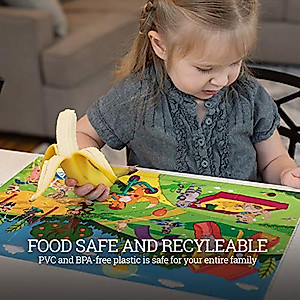 Klean Kids Animals at Play Disposable Placemats for Toddlers and Baby (40 Pack) - Fun Disposable Table Mats for Kids That Keep Children Happy at Restaurants and Protect Dining Table