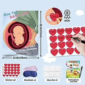 Baby Shower Games Party Favors, Pin The Heart on The Baby Games, BabyShower Favors Decorations Birthday Party Supplies for Adults Girl Boy - 40 Guests