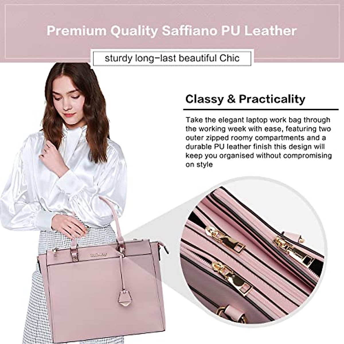 17 Inch Tote Bag for Women Work Ladies Briefcase Roomy Teacher Laptop/ Computer Bag with Multi-Pockets,Birthday Valentine's Mother's Day Graduation Gifts for Her