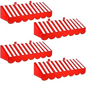 Tallew 4 Pcs 3D Circus Awning Wall Decoration Carnival Awning for Carnival Theme Party Classroom Decorations (Red and White)