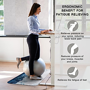 QiyI Floor Comfort Mats 2 Pieces Kitchen Rugs Leather Waterproof Oil Proof Runner Non Skid Standing Mat Set Anti Fatigue Padded Doormat 17" W x 29" L + 17" W x 47" L - Blue White Watercolor Mountain