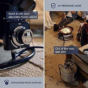 BELLEZE Portable Propane Fire Pit for Camping, 20.5" 52,000 BTU CSA Approved Outdoor Gas Firebowl Natural Lava Rocks and Smokeless Flame, Perfect for Camping, Patio, Backyard, RV, Party