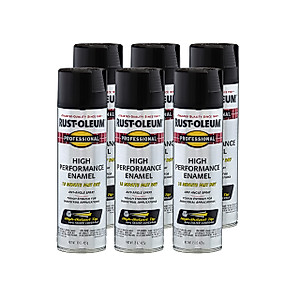Rust-Oleum 7578838-6PK Professional High Performance Enamel Spray Paint, 15 Oz, Flat Black, 6 Pack