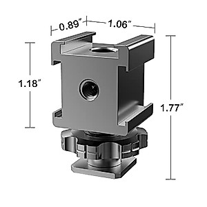 NUOBAKE Camera 3-Side Hot Shoe Mount Adapter 360 Degree Swivel Triple Cold Shoe Bracket for Monitor Microphone LED Video Light Compatible with Sony Canon Nikon DSLR Compact Camera Vlog Film