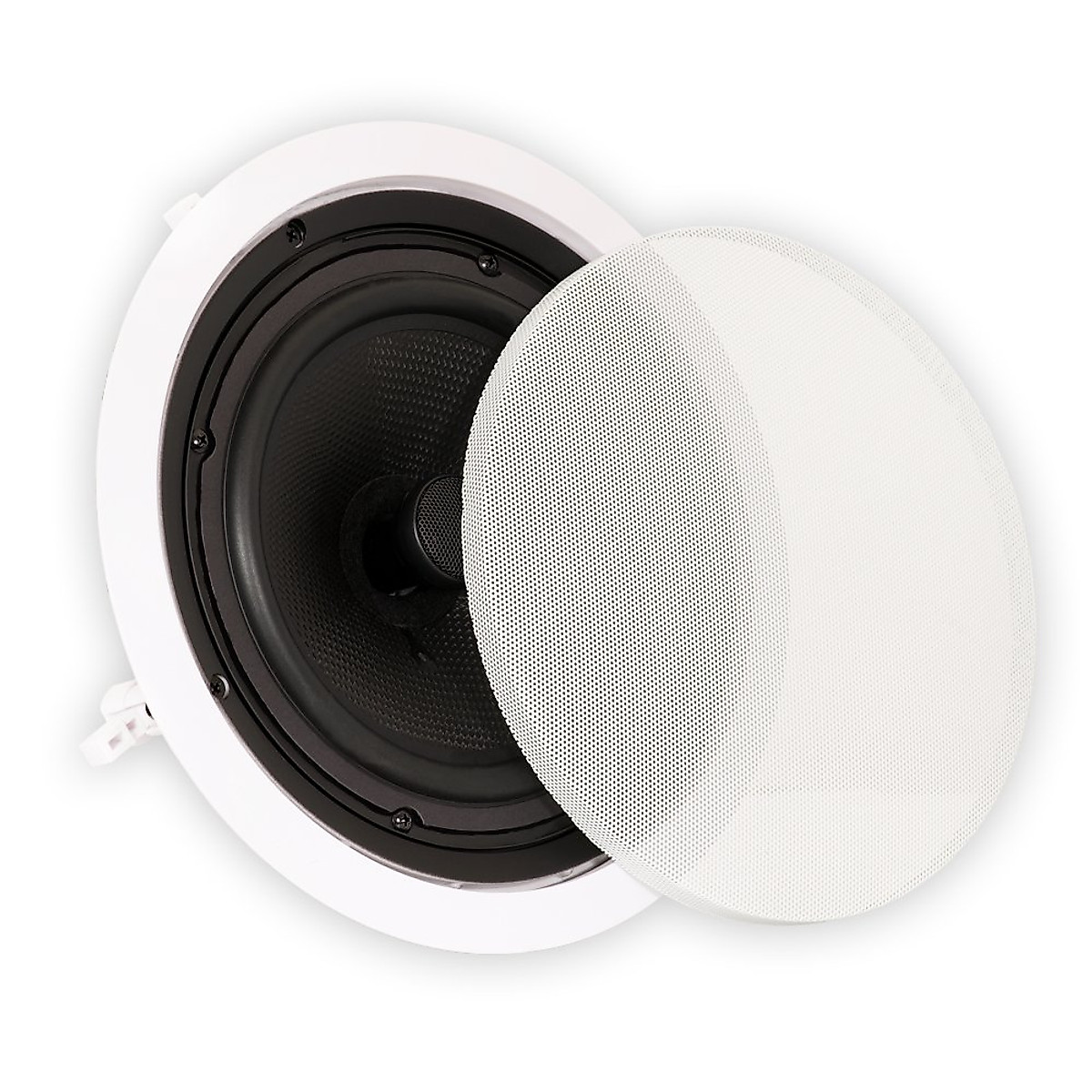 Theater Solutions TS80C in Ceiling 8" Speakers Surround Sound Home Theater Pair, White