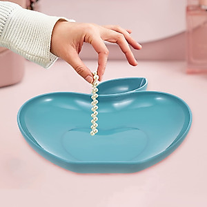 Luxshiny Serving Dishes Dumpling Plate with Sauce Compartment - Shaped Japanese Sushi Plate Chips and Salsa Plate Snack Platter Serving Tray for Home Restaurant Cyan Serving Platter