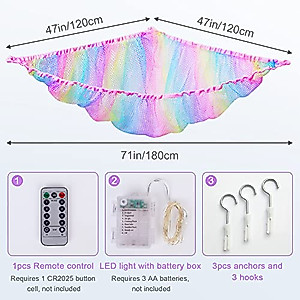 Stuffed Animals Hammock Kids Toy Storage with LED Light Unicorn Castle Plush Toy Organizer Coner Hanging Stuffed Animals Holder For Nursery Kids Girls Room Decor