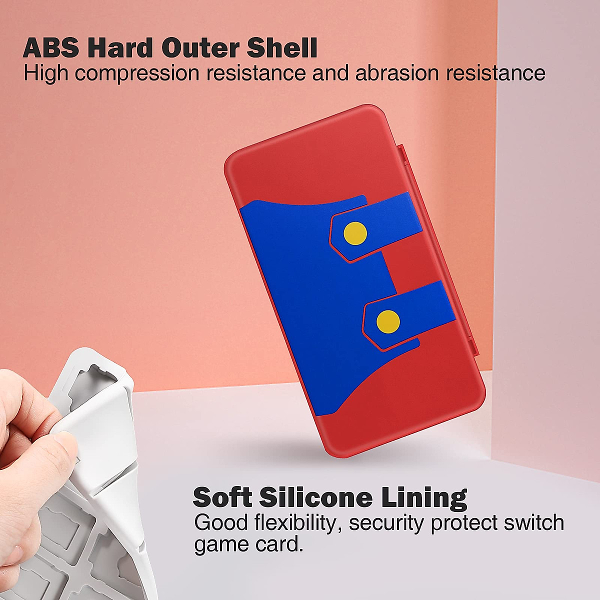 KENOBEE 24 Game Card Case Compatible with Nintendo Switch/Switch Lite/Switch OLED 2021, 24 Slot Storage Holder for SD Card&Switch Game Card, Slim Portable Storage Cartridge Box for Travel Carrying