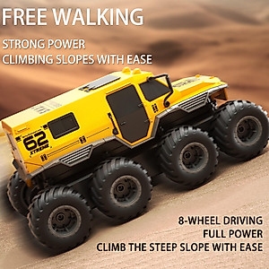 KB KAIBO 8WD Amphibious Monster Truck, 2.4G Off road Waterproof 1:12 Big Remote Control Car for boys, All Terrain RC Cars Toys for 7 8 9 10 11 12 Year Old Boys/girls, Gift Birthday Christmas-Yellow