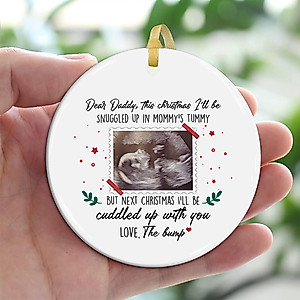 Personalized 2024 Baby's First Christmas Ceramic Ornament, Ultrasound Dear Daddy Pregnancy Announcement, Keepsake Gift for Newborn Baby Girl, Baby Boy, New Parents Gift Christmas Decoration