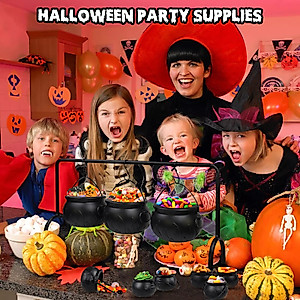 Cauldron Halloween Decor - 9 PCS Large and Mini Plastic Hanging Cauldrons Serving Set - Spooky Black Witches Cauldron Desserts Candy Serving Bowls for Table Home Indoor Hocus Pocus Party Decorations