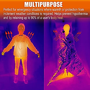 Emergency Blankets Mylar Thermal Blanket,(10 Pack) of Gigantic Space Blanket 82 * 64 in. Survival Blankets Heavy Duty Camping Gear,First Aid