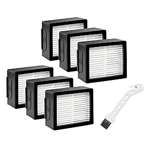 High-efficiency Filters Replacement for iRobot Roomba E I J Series i1+ i3 i3+ i4 i5 i6 i7 i7+ i8 j7 E5 E6 E7 Vacuum Cleaner by Techecook, 6Pack 4639161 Roomba Filters+1 Cleaning Brush