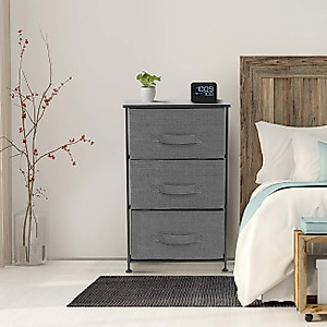 Sorbus Nightstand with 3 Drawers - Bedside Furniture & Night Stand End Table Dresser with Steel Frame, Wood Top, Easy Pull Fabric Bins for Home, Bedroom Accessories, Office & Dorm