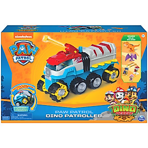 Paw Patrol, Dino Patroller Motorized Vehicle with 3 Exclusive Bonus Action Figures and 2 Dinosaur Toys (Amazon Exclusive), Kids Toys for Ages 3 and up