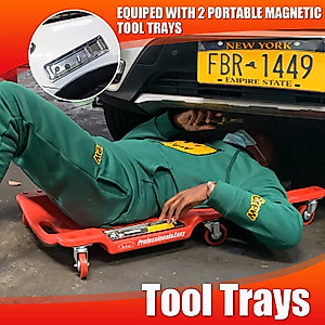 BESTOOL 40'' Heavy-Duty Mechanic Creeper with Durable Casters, Low-Profile Design, Magnetic Tool Plate