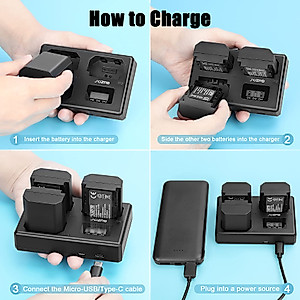 JYJZPB 3 Pack NP-FZ100 Replacement Battery for Sony A7III, A7IV, A7R III, A9, A6600, A6700, A9S, A7R3, A7S III, A7R III, and Triple Sony Battery Charger for Sony NPFZ100 Z-Series Battery Pack