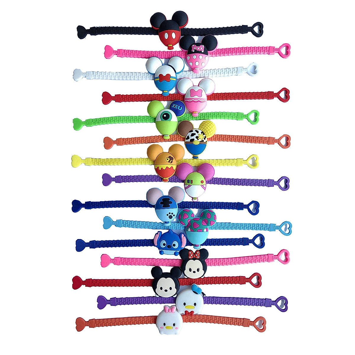 YAOSHUXIAN 15pcs Cartoon Characters Rubber Bracelets Wristband Bracelets for Birthday Party Supplies Favors Prize Rewards