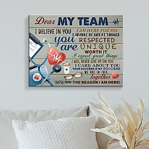Dear My Team Canvas Wall Art Poster Print, In This Office Medical Staff Painting Ready to Hang Nurse Office Decor Gift (11.5" x 15")