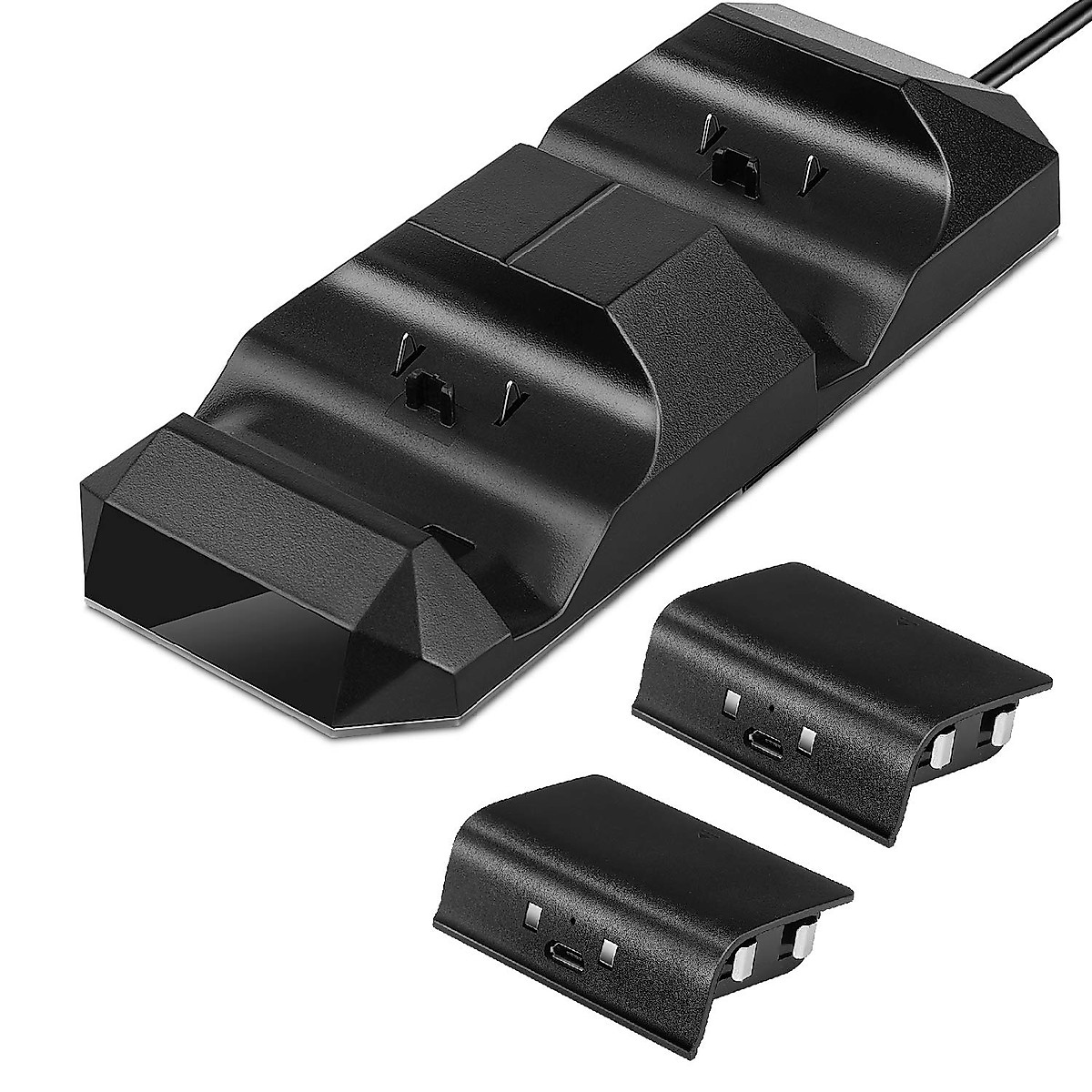 TNP Dual Charging Station for Xbox One Controller w/ 2 Rechargeable 600mah Lithium Batteries, Dock Cradle Base Charger w/USB Cable, LED Status Indicator for Xbox One S/X Wireless Gaming Controller