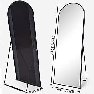 COFENY Full Length Mirror, 71" x 30" Black Arch Floor Wall Mirror, Stable Bracket Glass, Multiple Installation Ways