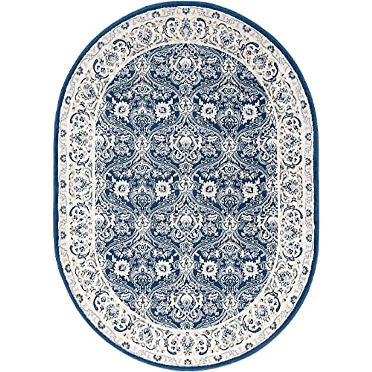 Tillie Dark Blue 5x8 Oval Area Rug - Area Rugs for Living Room Bedroom Dining Room Entryway Kitchen Bath Indoor Entry - Floral Carpet - Alfombras para Salas