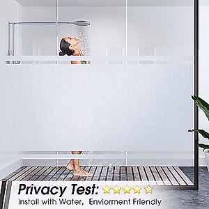 Window Privacy Film Bathroom Frosted Glass Window Film Static Cling Raindrops Door Window Coverings Anti UV Sun Heat Blocking Home Tint Removable Summer Frosting Sticker (Silver Silk, 35.4 x 118.1 In)