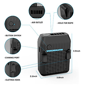 DTZY Portable Waist Clip Fan, Personal Neck Fan with Strong Light Flashlight, 6000mAh Rechargeable Personal Fan, Hands-free USB Belt Fan for Outdoor Works, Sports, Camping, Hiking