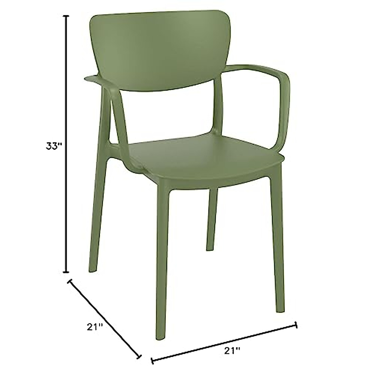 Siesta Lisa Outdoor Set of 2 Dining Arm Chair Olive Green ISP126-OLG