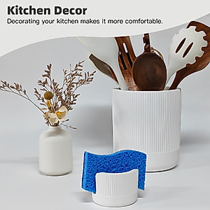 BekPooQ Ultra Absorbent Stone Sponge Holder for Kitchen Sink, 1 Slot Diatomite Kitchen Sink Sponge Holder, Quick Dry Kitchen Sponge Holder for Sink, Diatomaceous Earth Dish Sponge Holder, Small, White