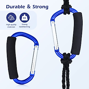 JIALEEY Grocery Bag Shopping Bag Holder Handle Carrier Tool Multi Purpose Snap Hook Stroller Hook Set Organizer Accessories with Soft Foam Grip for Hanging, Pack of 2, Blue