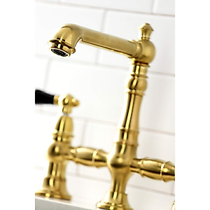 Kingston Brass KS7277PKLBS Duchess Bridge Kitchen Faucet, Brushed Brass 13.88 x 6.88 x 8.31