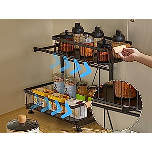 Under Sink Organizers and Storage, Ziqianhard 2 Tire Slipping Drawer Organizer for Bathroom, Pull-out Cabinet Organizer for Kitchen