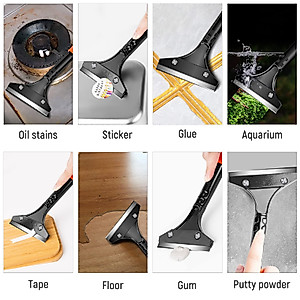 DIYSELF Razor Blade Scraper, Floor Scraper, Scraper Tool for Cleaning, Glass Scraper for Windows, Tile, Stove Top, Cooktop, Oven, Aquarium, Paint, Decal, Inspection Sticker, Gum, Glue Remover