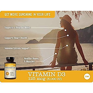 NatureWise Vitamin D3 5000iu (125 mcg) 1 Year Supply for Healthy Muscle Function, and Immune Support, Non-GMO, Gluten Free in Cold-Pressed Olive Oil, Packaging Vary ( Mini Softgel), 360 Count