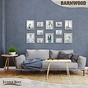 Icona Bay 11x14 Pony Gray Picture Frame, Country Rustic Style 11 x 14 Photo Frame, Table Top or Wall Mount, Barnwood Collection