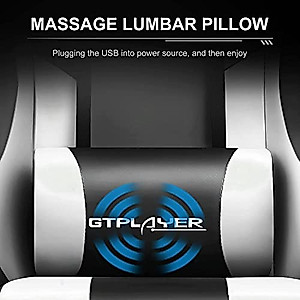 GTPLAYER Gaming Chair, Computer Chair with Footrest and Lumbar Support, Height Adjustable Game Chair with 360°-Swivel Seat and Headrest and for Office or Gaming (White)