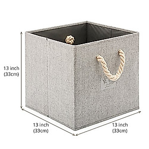 EZOWare Set of 3 Storage Baskets Cubes Bins with Cotton Rope Handle, Collapsible Boxes Organizer Container - Gray for Nursery toys Household items -13inch