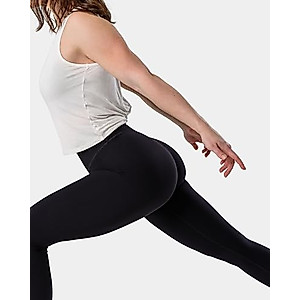 Kamo Fitness Serenity 25" No Front Seam 7/8 Leggings High Waisted Yoga Pants for Women, Soft Workout Pants Compression Leggings with Tummy Control (Black, S)