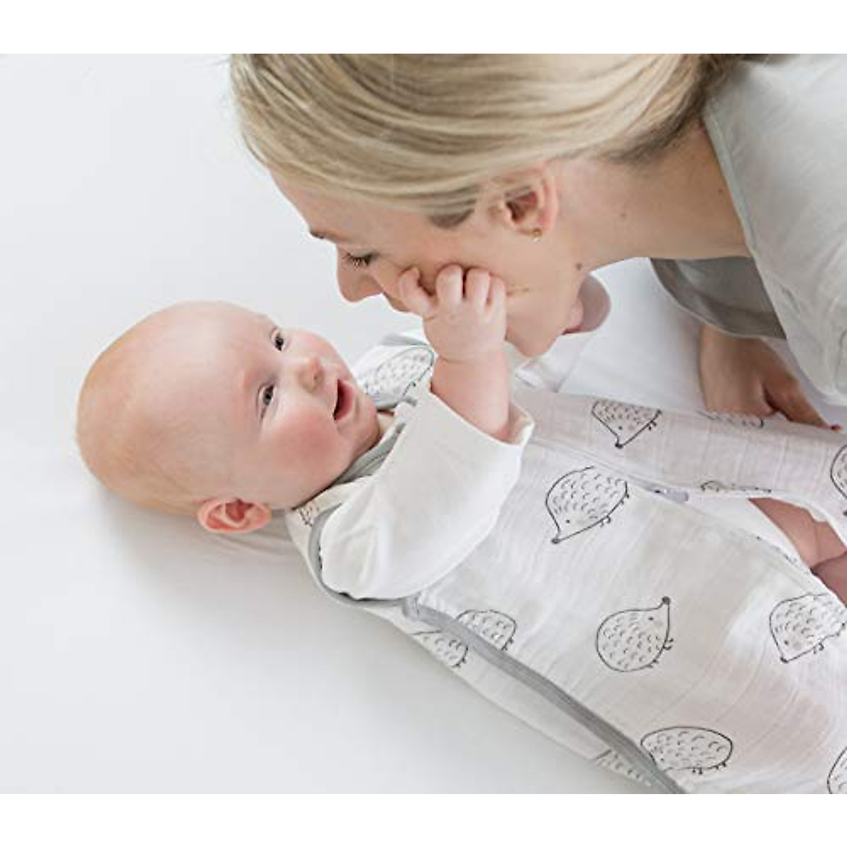 SwaddleDesigns Cotton Muslin zzZipMe Sleeping Sack, Wearable Blanket with 2-Way Zipper, Black Hedgehog, Large (12-18 Month) (Pack of 1)