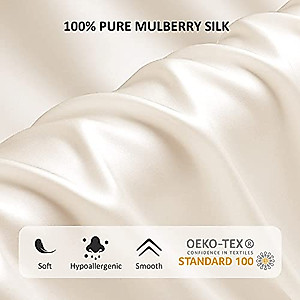 Silk Pillowcase, AYCLIF 100% Mulberry Silk Pillowcase for Hair and Skin, 21 Momme 600 Thread Count Silk Pillow Cases for Women Pillow Covers with Hidden Zipper (King Size/20x36 Inches/Ivory/1 Pack)