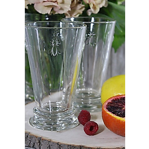La Rochere Napoleon Bee Glasses Set Of 6 – 11.5 oz, Old Fashioned Glasses w/ The French Bee Embossed Design, Fine French Glassware, Drinking Glasses, Heavy Water Glasses, Dishwasher Safe Juice Glasses