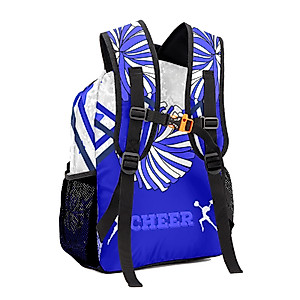 Zaaprint Customized Cheerleaders Cheer Bright Blue Waterproof Backpack with Name for Hiking Camping Picnic