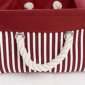 uxcell Storage Basket Bin with Cotton Handles,Collapsible Laundry Basket for Toy Clothes Storage,Canvas Fabric Basket for Closet,Red (Medium -15.7"x11.8"x8.3")