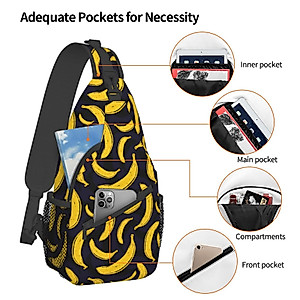 Pop Art Banana Seamless Pattern Sling Bag For Women Men,Fruits Print Crossbody Shoulder Bags Casual Sling Backpack Chest Bag Travel Hiking Daypack For Outdoor